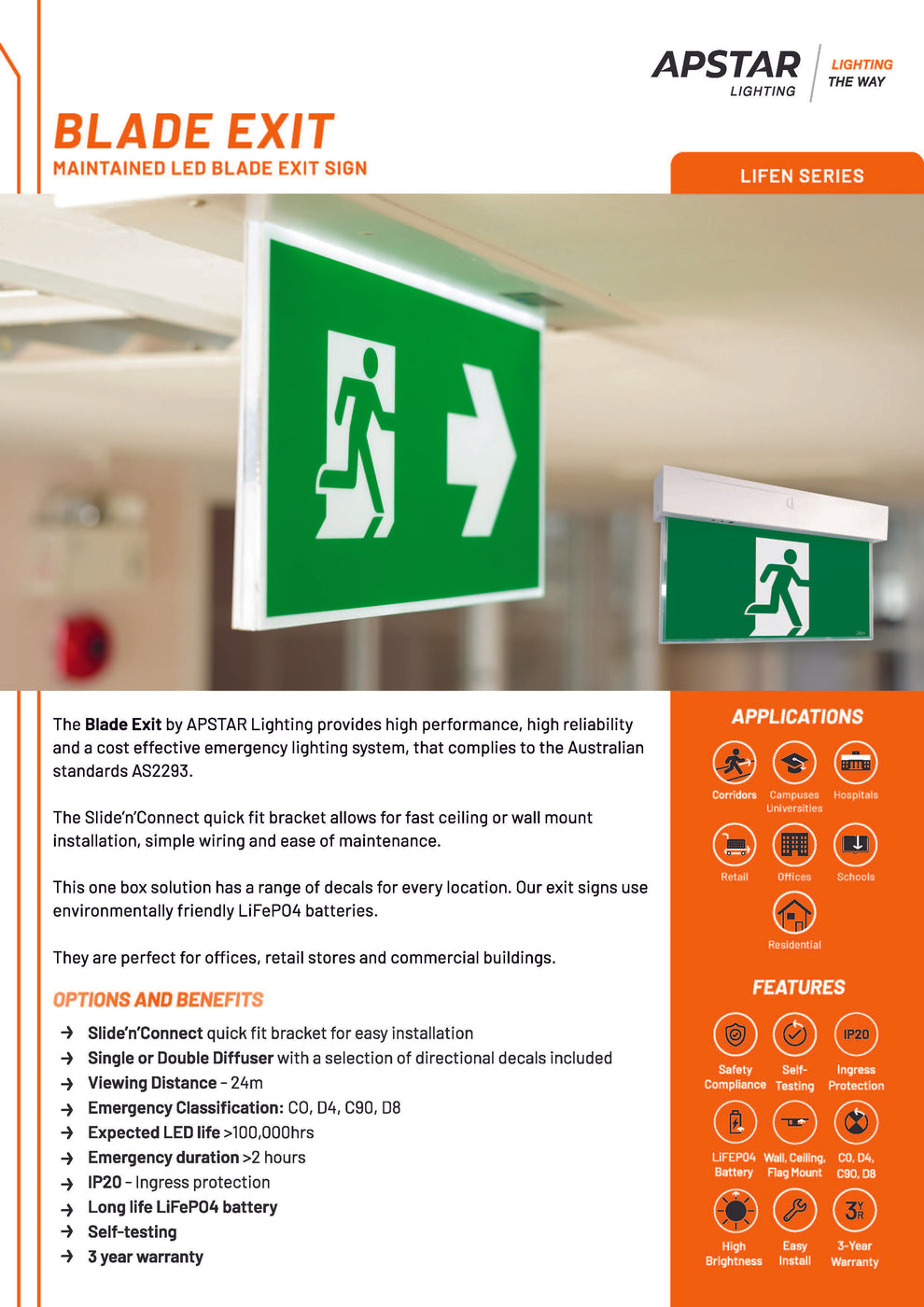 50% Off - Blade Exit Sign Lithium Emergency Light Wall and Ceiling mou ...